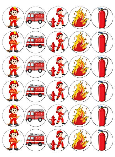 30 Fireman Firefighter Emergency Services Cupcake Toppers Edible Wafer ...