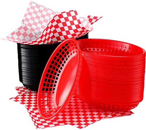 Amazon.com: Hsei 24 Pcs Retro Style Red Fast Food Baskets and 200 Pcs ...