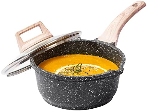 ICEBLUEOR 16CM Small Milk Pan, Non Stick Saucepan, Deep Frying Pan with ...