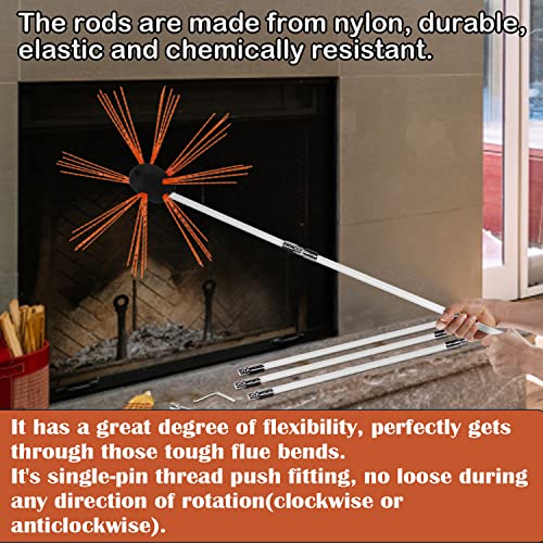 REALFLO Kit de tige de brosse de cheminée de 10,1 m, perceuse rotative ...