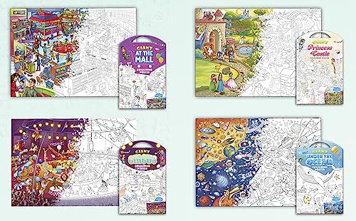 Buy GIANT AT THE MALL COLOURING POSTER, GIANT PRINCESS CASTLE COLOURING ...