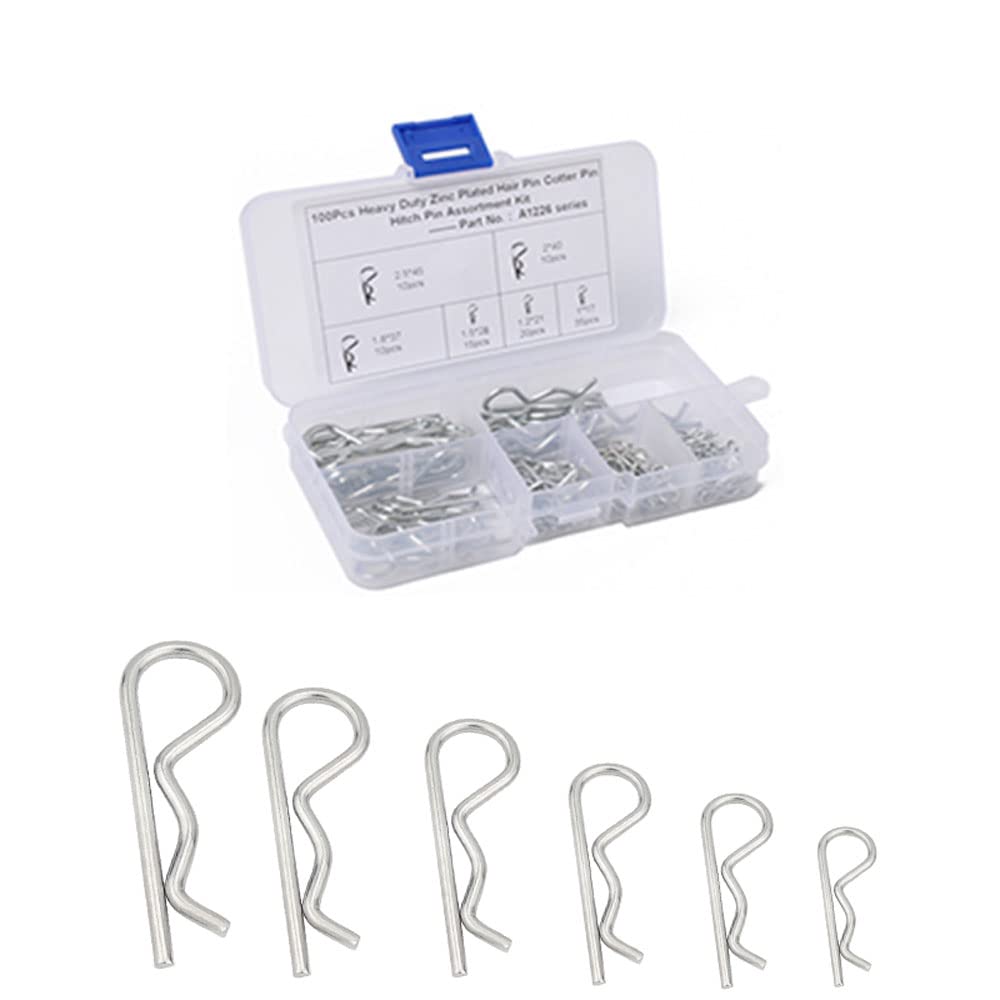 BDHI 100pcs Stainless Steel R Cotter Pin 6size Carbon Steel Hitch R ...
