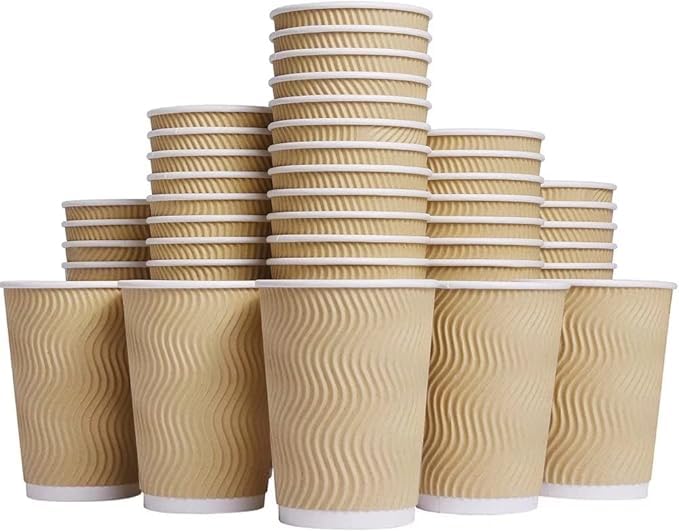 mansi's 200 CUPS of 350ml Disposable Ripple Insulated Espresso Coffee ...