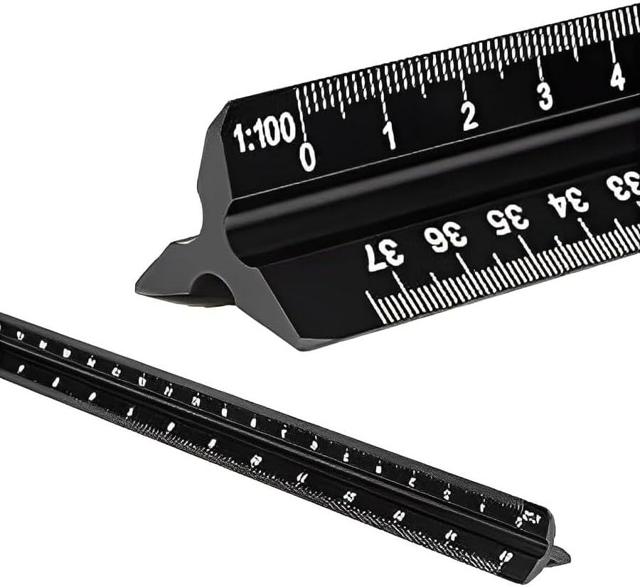 Helix 300mm Metric Triangular Scale Ruler, Red : Amazon.co.uk ...