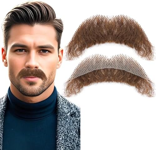 Fake Beard & Mustache - 100% Human Hair, Hand-Tied Goatee with ...