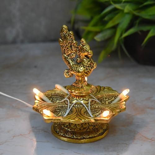 Buy NEETU ARTS Peacock Diya | LED Bulb Light Electric Deepak | 5 Inches ...