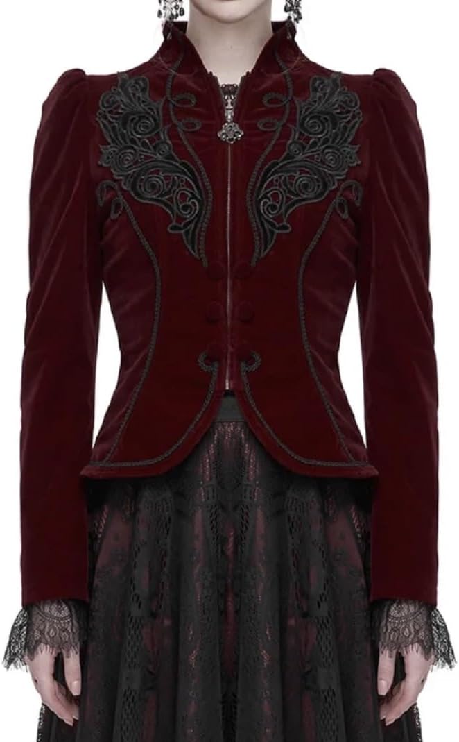 Amazon.com: Darkrock Goth Women Lightweight Maroon/Red Velvet ...