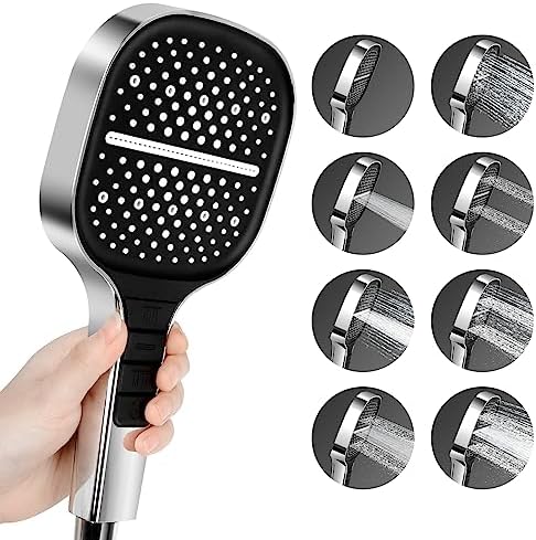 Shower Head Water Saving - Handheld Universal Square Shower Head with 8 ...