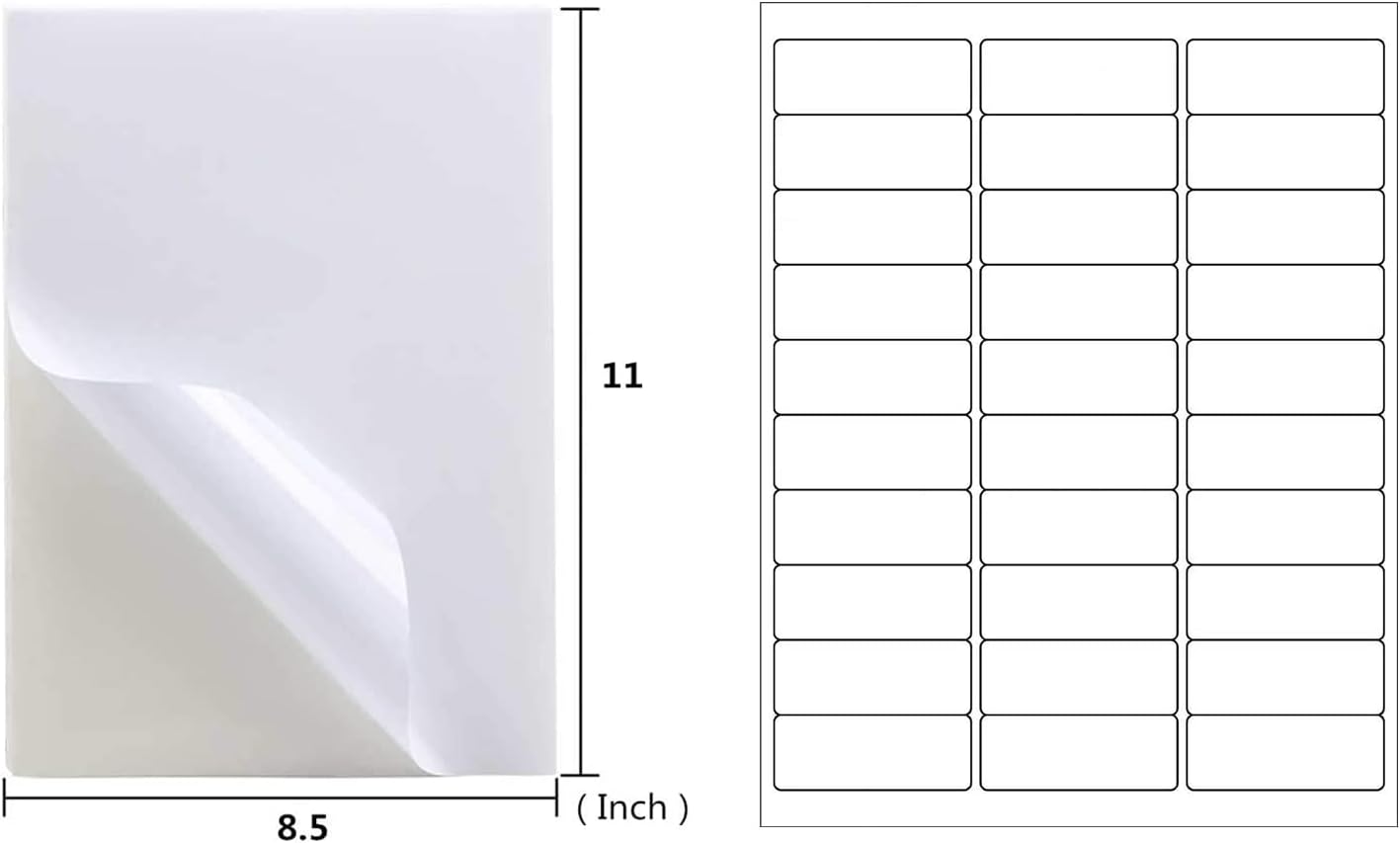 Amazon.com : 8.5" x 11" Printable White Sticker Paper, BESTEASY 30-up ...