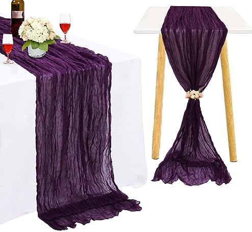 Amazon.com: FUHSY Purple Cheesecloth Table Runner Gauze Table Runner ...