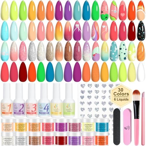 Amazon.com: AZUREBEAUTY 170Pcs Dip Powder Nail Kit Starter 36 Colors ...