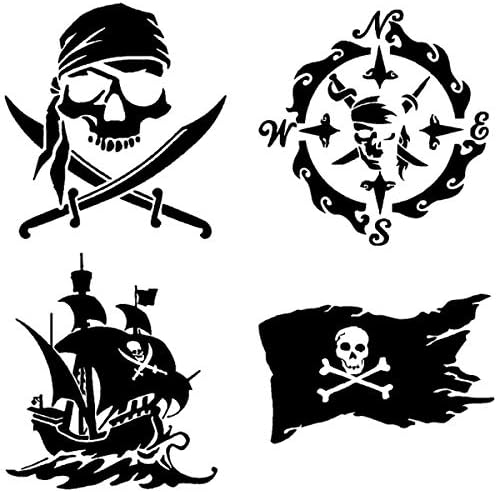 Amazon.com - Pirate Decals 4 Pack: Skull and Swords, Pirate Ship ...