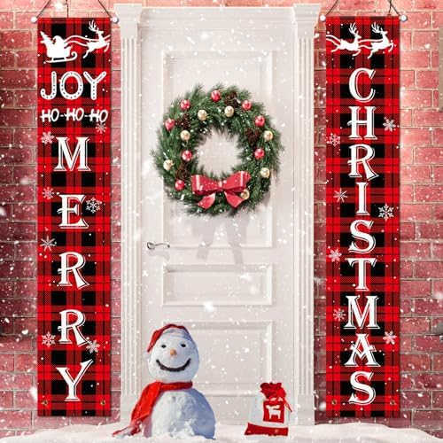 Amazon.com: Christmas Decorations Red Black Buffalo Plaid Sign Set for ...