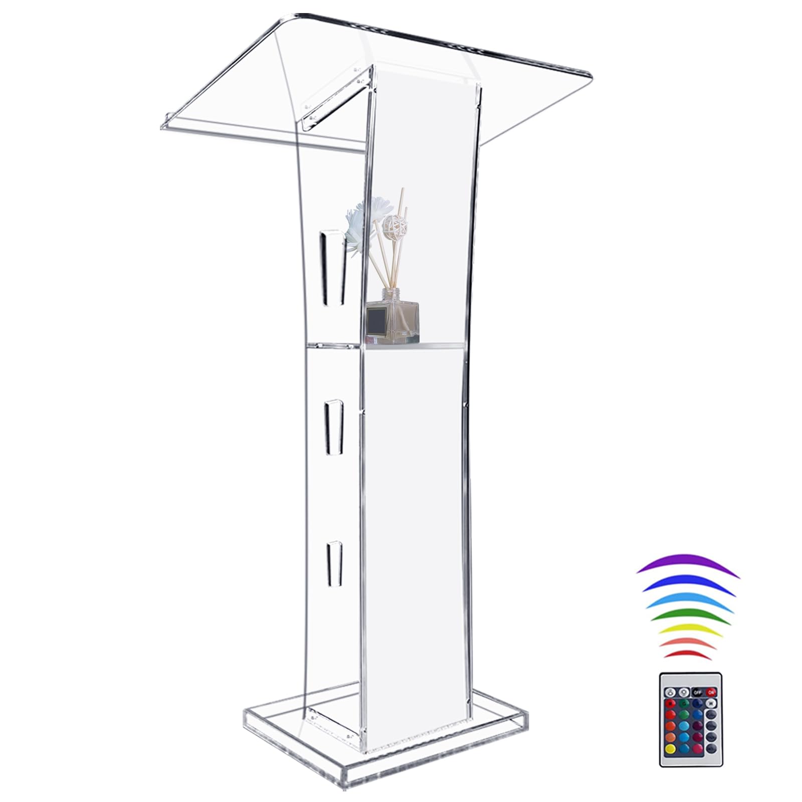 Vakiorn Acrylic Podium, Transparent Acrylic Lectern with Storage Shelf ...