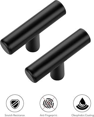 10 Pack 2 inch Cabinet Pulls Matte Black Stainless Steel Kitchen Drawer ...