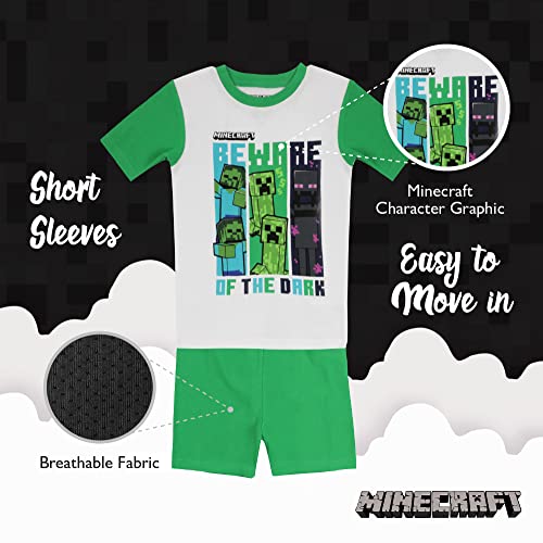 Minecraft Boys’ 4-Piece Snug-Fit Cotton Pajamas Set, Beware MOBS, 8 ...