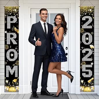 BOOMTOP Prom 2025 Door Banner Black Silver Prom Party Decoration 2025 ...