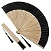 Amazon.com: Meisuitd Elegant Black Bamboo Folding Fan Hand Held Fan 8. ...