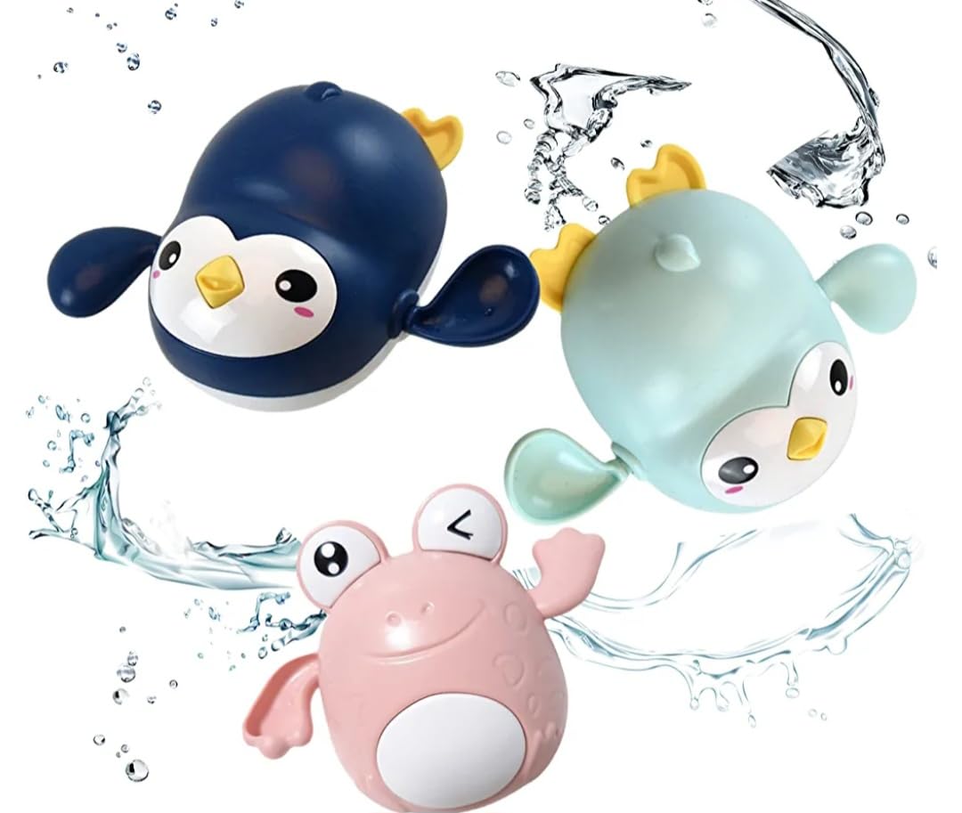 Konstantie Baby & Toddler Bath Wind-up Swimming Toys(Mint Penguin, Pink ...