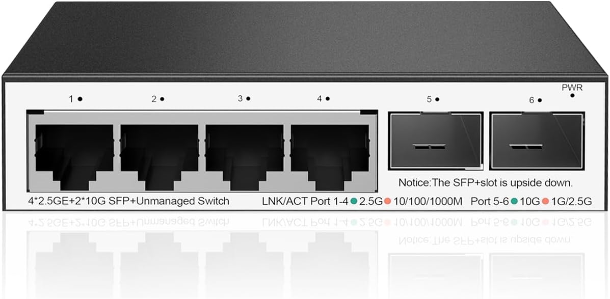 Amazon.com: Qfly 6 Port 2.5G Ethernet Unmanaged Switch (4X 2.5G RJ45 ...