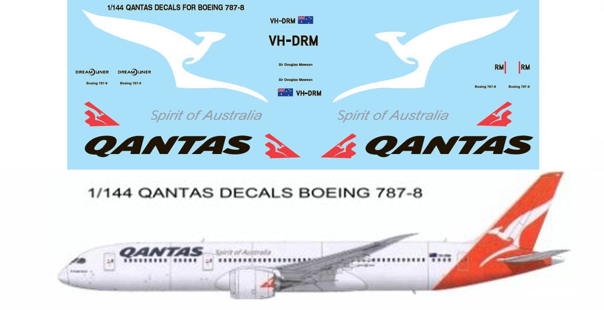 Amazon | デカール 水デカール 1/144 QANTAS DECALS LIVERY FOR BOEING 787 787-8 ...