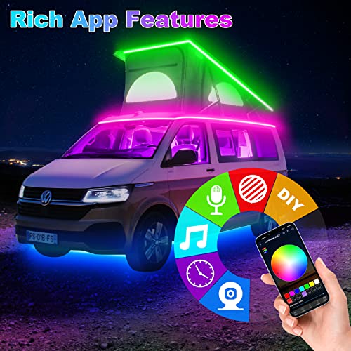 Snapklik.com : TENDIST 25FT RV Awning Lights Strip, 12V RGB Camper ...