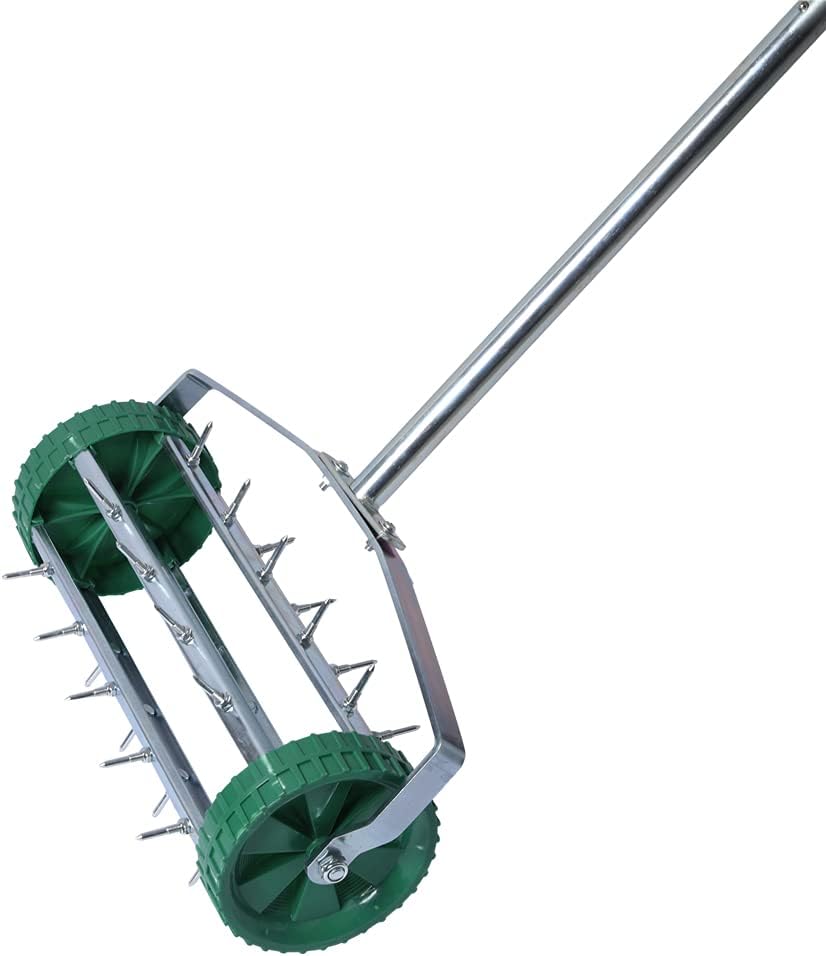 Lawn Aerator Roller Scarifier Rolling Steel Spike Tool Garden Yard Farm ...