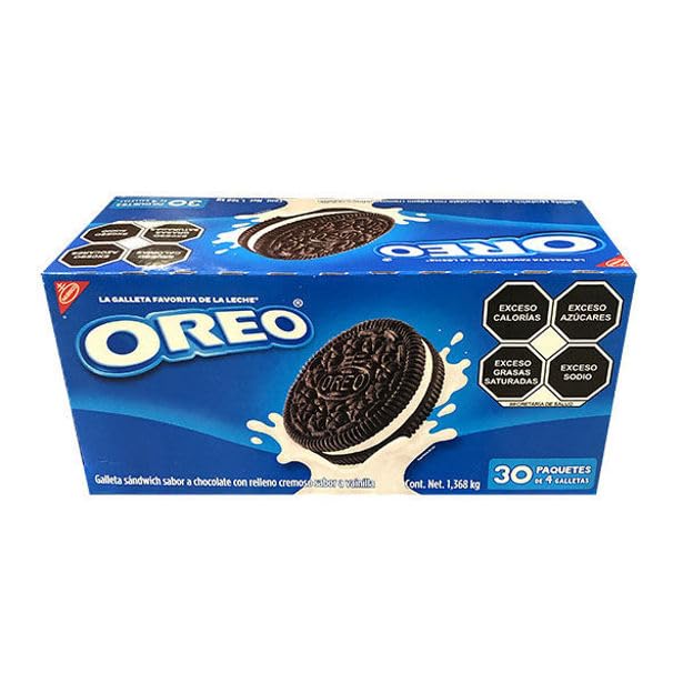 Oreo Galletas de Chocolate con Relleno Cremoso, Caja de 30 Paquetes de ...