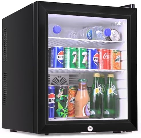روبيك ثلاجة صغيرة للفنادق 40 لتر مع باب زجاجي وقفل مفتاح، ثلاجة شبه ...