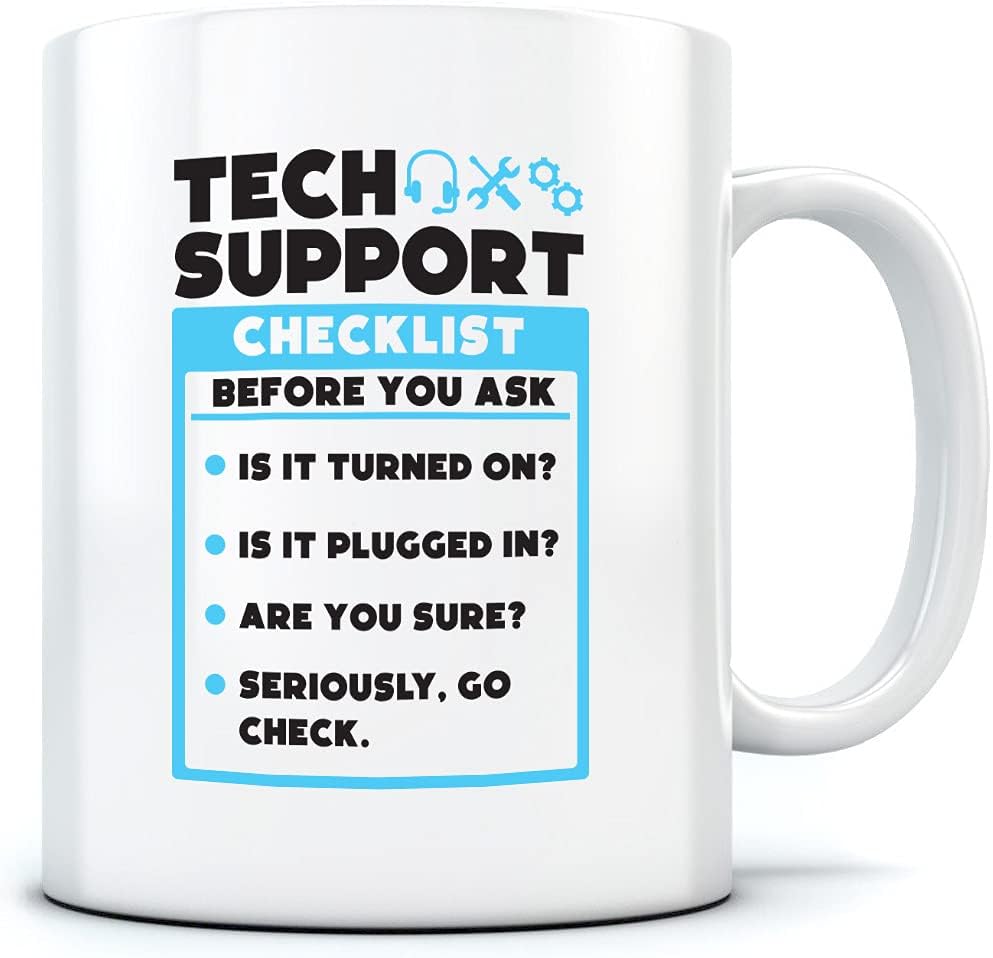 HotScamp Tech Support Checklist Funny Sysadmin - Mug for Tea Coffee ...