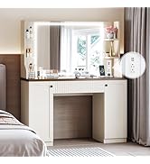 Amazon.com: Dripex Makeup Vanity Desk with Mirror and Lights LED Makeup ...