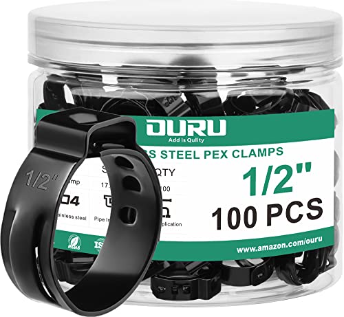 Snapklik.com : OURU 100pcs 1/2 Inch Black Pex Clamps Crimp Rings Set ...