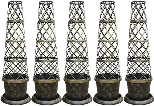 Tower Pot Kit Large Patio Pot Saucer Matching Lattice Style Tower Frame ...