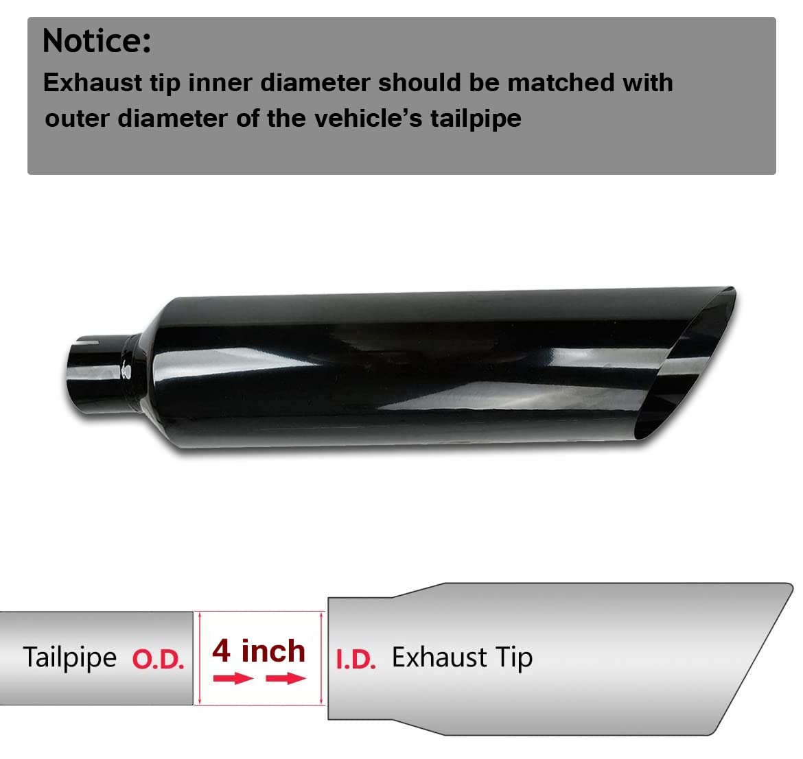 Snapklik.com : LucaSng 4 Inch Inlet 7 Inch Outlet Gloss Black Stainless ...