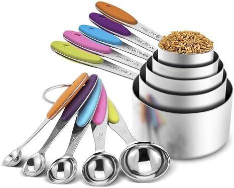 10 Pcs Measuring Cups and Spoons Set, Includes 5 Stainless Steel ...