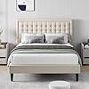 Amazon.com: Keyluv Full Size Platform Bed Frame with Fabric Upholstered ...