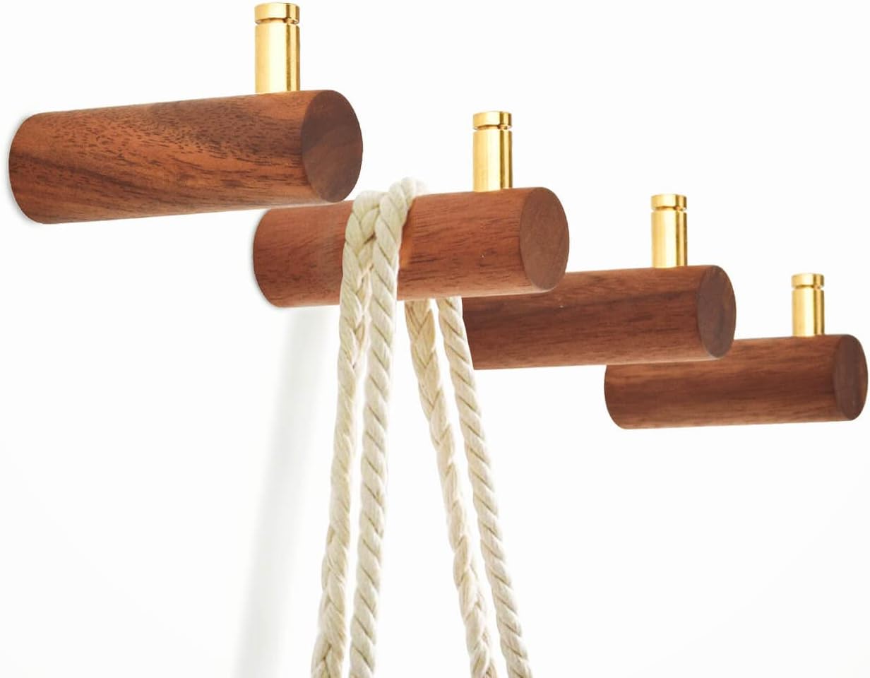 Amazon.com: Homode Coat Hooks, Wooden Wall Hooks Heavy Duty, 2 Pack ...