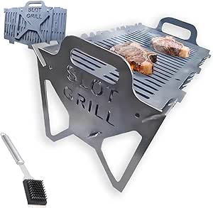 Amazon.com: Slot Grill Collapsible BBQ Grill for Easy Storage Steel ...
