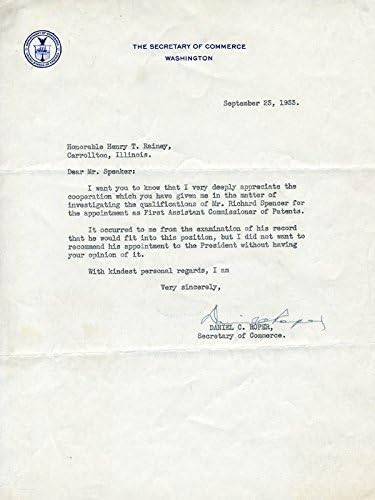 Amazon.com: Daniel C. Roper - Typed Letter Signed 09/23/1933 ...