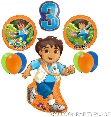 Amazon.com: DELUXE GO DIEGO 3RD BIRTHDAY BALLOONS party supplies THIRD ...