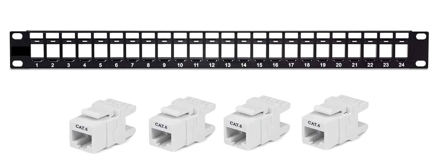 SADAIV Cat6 UTP 24 Port unloaded Patch Panel Cat6 24 Port Panel with 4 ...