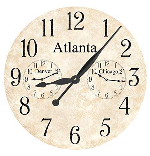 Amazon.com: Time Zone Wall Clock-Multiple Time Zone Clock-White Tri ...
