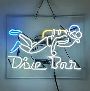 Dive Bar Diver Neon Sign Real Glass For Beer Bar Man Cave Dive Pub ...