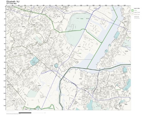 ZIP Code Wall Map of Elizabeth, NJ ZIP Code Map Not Laminated: Amazon ...