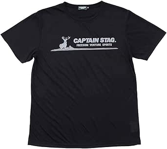 Amazon | [アイリン] メンズ 半袖 丸首 Tシャツ ロゴプリント ドライ素材 キャプテンスタッグ CAPTAIN STAG 22ss Mサイズ ブラック | Tシャツ・カットソー 通販
