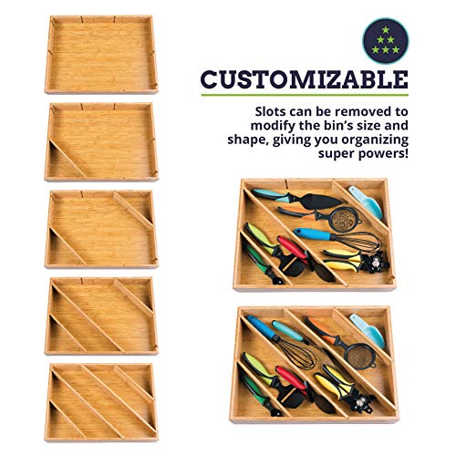 Diagonal Space Saving Bamboo Drawer and Cabinet Organizer Divider fits ...