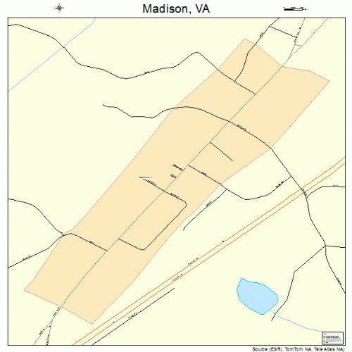 Large Street & Road Map of Madison, Virginia VA - Printed poster size ...