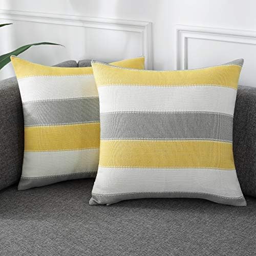 Amazon.com: AmHoo Pack of 2 Farmhouse Stripe Check Throw Pillow Covers ...