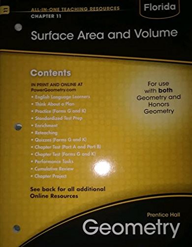 Florida Geometry- Surface Area and Volume Chapter 11: Prentice Hall ...