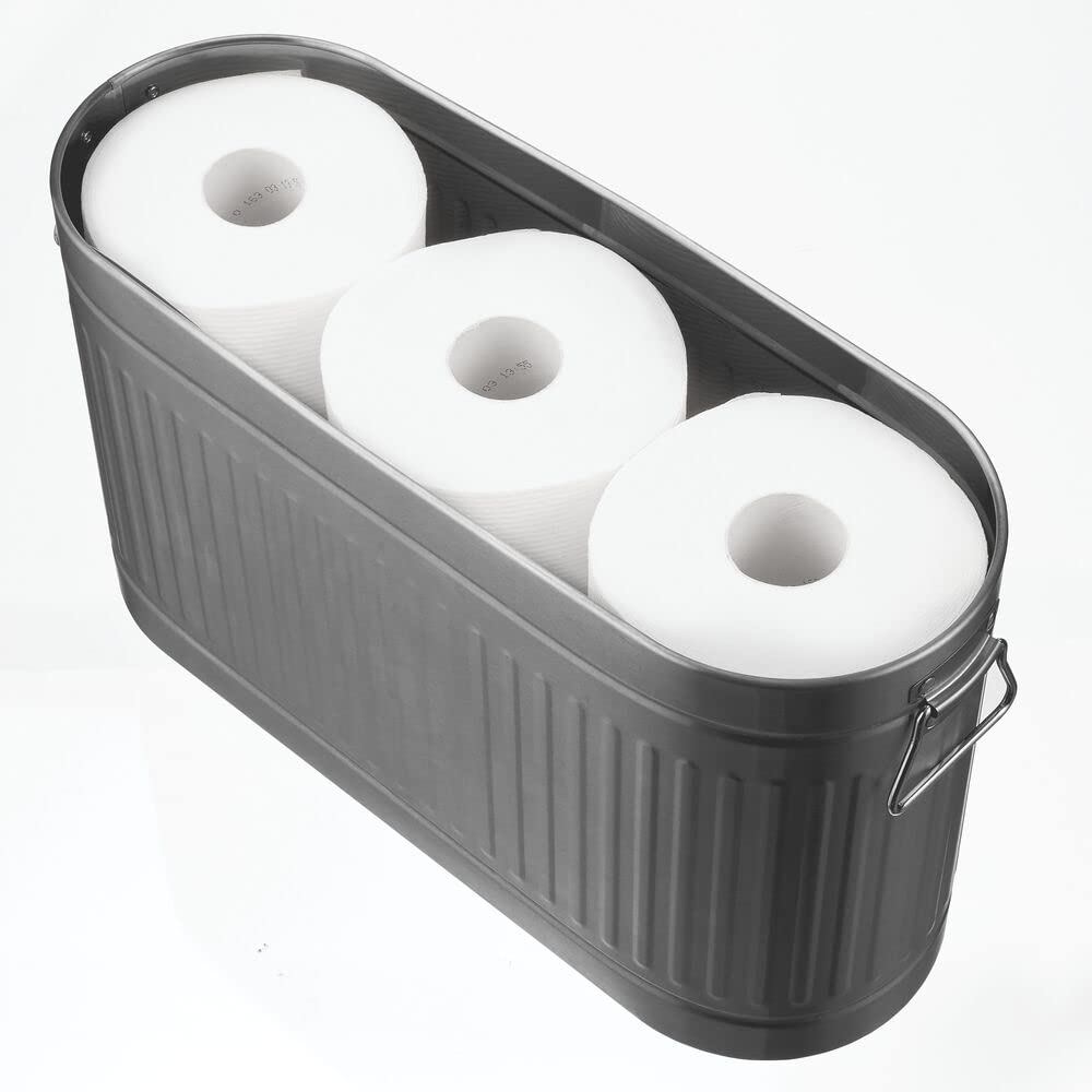 mDesign Large Steel Free Standing Toilet Paper Organizer, 6-Roll Tissue ...